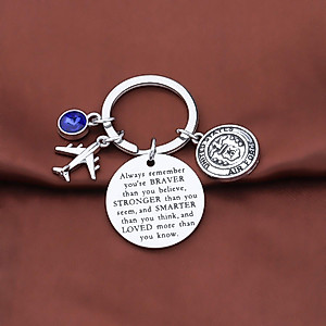 Air Force Gift Air Force Keychain Always Remember You’re Braver Than You Believe Keychain (Remember-Air ForceKS)