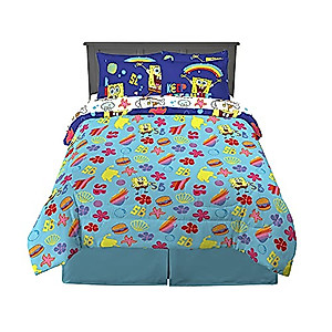 Franco Kids Bedding Super Soft Comforter and Sheet Set with Sham, 7 Piece Full Size, Spongebob Squarepants