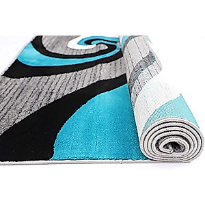 GLORY RUGS Modern 8x10 Area Rug Bedroom & Living Room Carpet with Swirls in Turkaz Grey | Contemporary Dining Accent Sevilla Collection 4817A