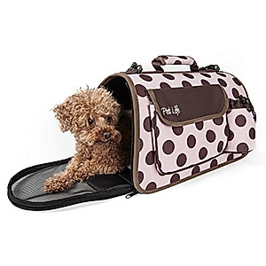 PET LIFE Folding Zippered Casual Airline Approved Fashion Travel Pet Dog Carrier with Bottle Holder, Medium, Plaid