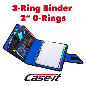 Case-it The Open Tab Velcro Opening Binder - 2 Inch O-Rings - 5 Color Tab Expanding File Folder - Multiple Pockets - 400 Sheet Capacity - Black S-826-A