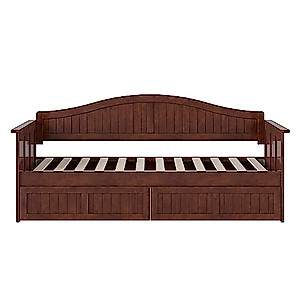 AFI, Nantucket Twin Size Wood Daybed Frame with 2 Storage Drawers, Walnut (Brown)