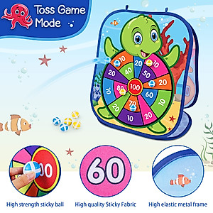 Bean Bag Toss Game Toys for Kids,Ocean Double-Sided Foldable Board Kids Cornhole Summer Outdoor Play Game and Party Supplies Toy Birthday Gifts for Toddler Boys Girls Age 2 3 4 5 6