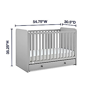babyGap by Delta Children Graham 4-in-1 Convertible Crib with Storage Drawer TrueSleep Crib and Toddler Mattress (Bundle), Grey/Dark Grey