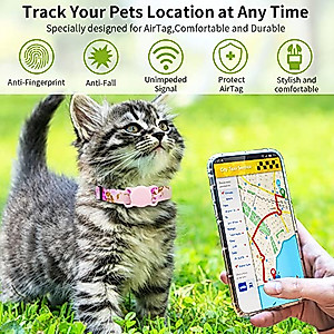 AirTag Cat Collar, Animire Soft Neoprene Padded Air Tag Collar for Extra Small Dogs, Polyester Puppy Pet Collar with Silicone AirTag Case Holder Accessories, 8"-12" Neck