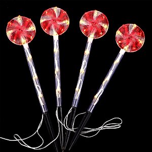 PRETYZOOM Solar Pathway Lights 1 Set Christmas Pathway Marker Light LED Solar Powered Xmas Candy Lollipop Ground Plug Light Lollipops Peppermint Sign for Home Garden Patio Solar Lights