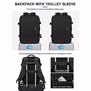 VGCUB Carry on Backpack, Large Travel Backpack for Women Men Airline Approved Gym Backpack Waterproof Business Laptop Daypack Expandable, Black