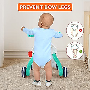 Eners Sit to Stand Baby Learning Walker with Wheels, Baby Activity Walker, 2 in 1 Baby Push Walkers and Activity Center, Walker for Baby Boy Girl (Walker Green)