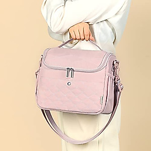 FINDCOZY Lunch Bag, Portable Lunch Box for Women with Adjustable Shoulder Strap, Pink