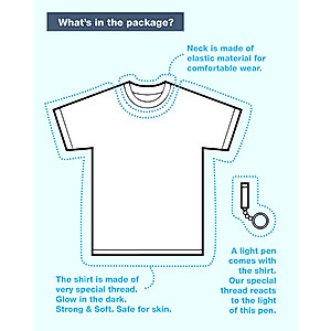 NeonPunk Magical Interactive Glow in The Dark T Shirt with Light Pen - Adult X-Large