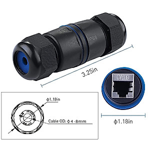 Tedgetal Waterproof RJ45 Connector 2 Pack IP68 Cat6/Cat5E/Cat5 Coupler Shielded for Outdoor Ethernet LAN Cable Extender Female to Female