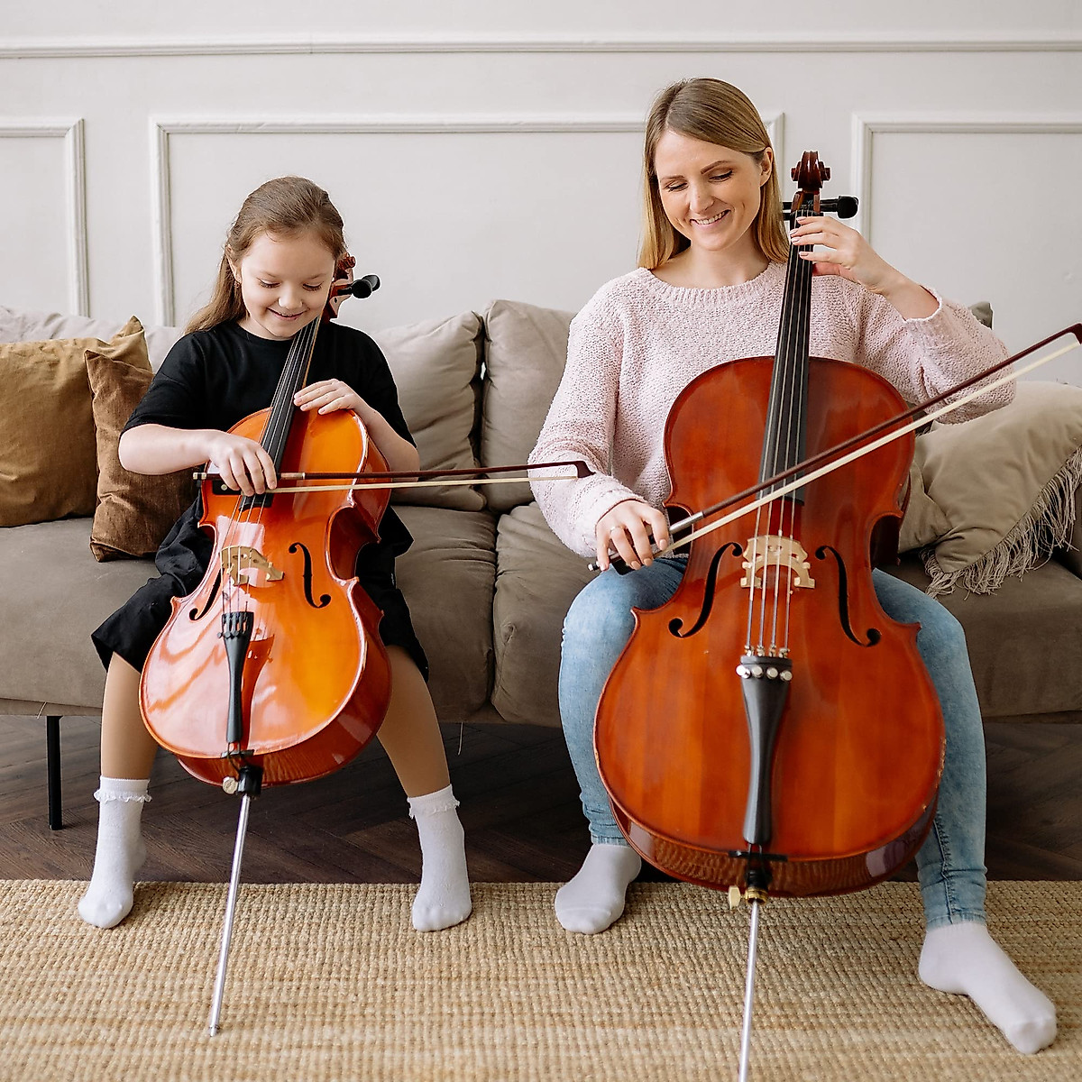 ADM 4/4 Full Size Student Cello Bow, Well Balanced Handmade Brazilwood Classic Cellos Bow Light Weight with Horsehair, Ebony Frog for Beginners