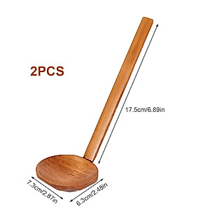 Long Handle Ramen Spoon Wooden Large Hot Pot Spoon Tortoise Drink Soup Spoons 2PCS, wooden hot pot spoon