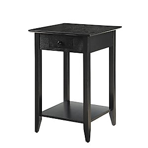 Convenience Concepts American Heritage End Table with Drawer and Shelf, Black