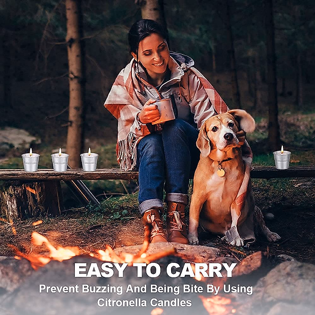 Citronella Candles Outdoor Indoor, 12 Pack Scented Candles Set Bulk Made with Natural Soy Wax Bucket and Essential Oils for Garden Patio Yard Home Balcony