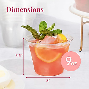 250 Clear Plastic Cups | 9 oz Plastic Cups | Clear Disposable Cups | PET Clear Cups | Plastic Water Cup | Plastic Wine Glasses | Clear Plastic Party Cups | Bulk Plastic Tumblers