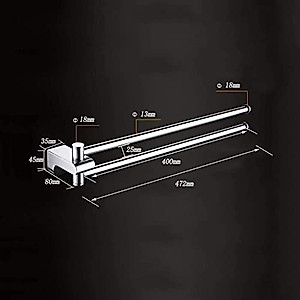 2-Arm Rotating Thicken Bathroom Towel Holder, Wall Mounted Towel Hanger Rack Kitchen Home Storage Towel Rack Bath Towel Holder Bathroom Item Rack/Sier