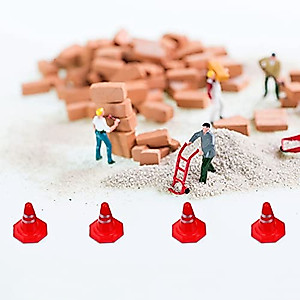 iplusmile Kids Toys 15pcs Mini Traffic Cones Miniature Traffic Road Cones Pretend Play Toys Roadblocks Model Simulation Traffic Signs Construction Road Parking Cone for Sand Table Red Miniature Toys