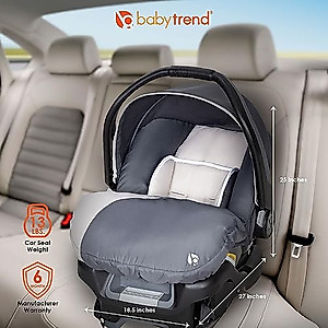 Baby Trend Ally Newborn Baby Infant Car Seat Carrier Travel System with Harness and Extra Cozy Cover for Babies Up to 35 Pounds, Gray Magnolia
