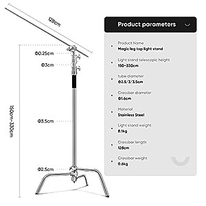 10.8ft/330cm Heavy Duty C Stand All-Metal Adjustable Century Stand with 4.2ft/128cm Holding Boom Arm,Wheels,for Photography Studio Video Reflector, Umbrella, Softbox and Monolight