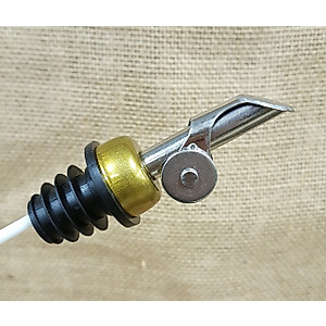 Set of 2 Stainless Steel / Gold Weighted Olive Oil Pourer with Flap w/Signature Picks