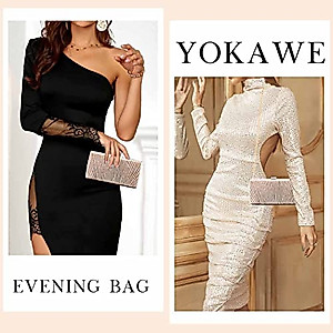 Yokawe Women's Evening Bag Gold Glitter Pleated Clutch Purse Bridal Wedding Party Prom Handbag (Champagne)
