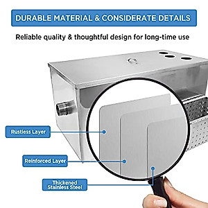 IHAYNER 25LBS Commercial Grease Traps Interceptor Grease Trap 13GPM Stainless Steel Grease Trap for Kitchen Restaurant