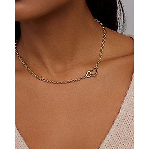gorjana Women's Parker Heart Necklace, 18K Gold Plated, Cable Chain, Interlocking Double Open Hearts, Infinity Charm