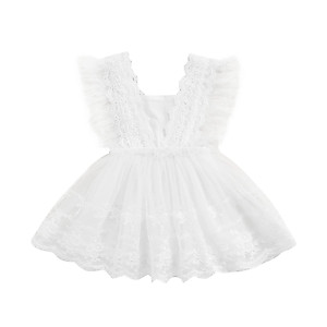 Newborn Baby Girl Lace Tassel Dress Ruffles Sleeve Backless Princess Tutu Dresses Sundress with Bowknot