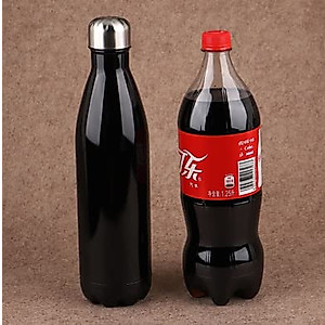 Mfhzwjuan-17 Oz Stainless Steel Vacuum Insulated Water Bottle - Reusable Metal Water Bottle -24 Hours Cold, 12Hours Hot - Double Wall Cola Shape - Leakproof Sports Bottle - Black