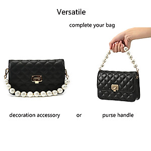 Xiazw Elegant Bead Pearl Handle Strap Chain Charms Accessory for Women Handbag,Purse,Clutch (Gold)