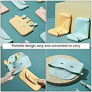 NUOBESTY Portable Tableware Box Cutlery Holder Bags Silicone Waterproof Storage Case for Baby Spoons Flatware Home Travel Bag (Blue)