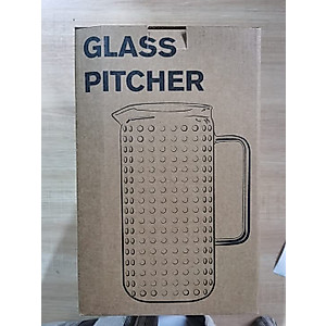 Luvan Glass Pitcher, 68oz Water Pitcher with Lid and Spout, Wide-Mouth Iced Tea Pitcher, Easy Clean High Heat Resistant Borosilicate Glass Jug for Juice, Milk, Cold or Hot Beverages ( 2.0L)