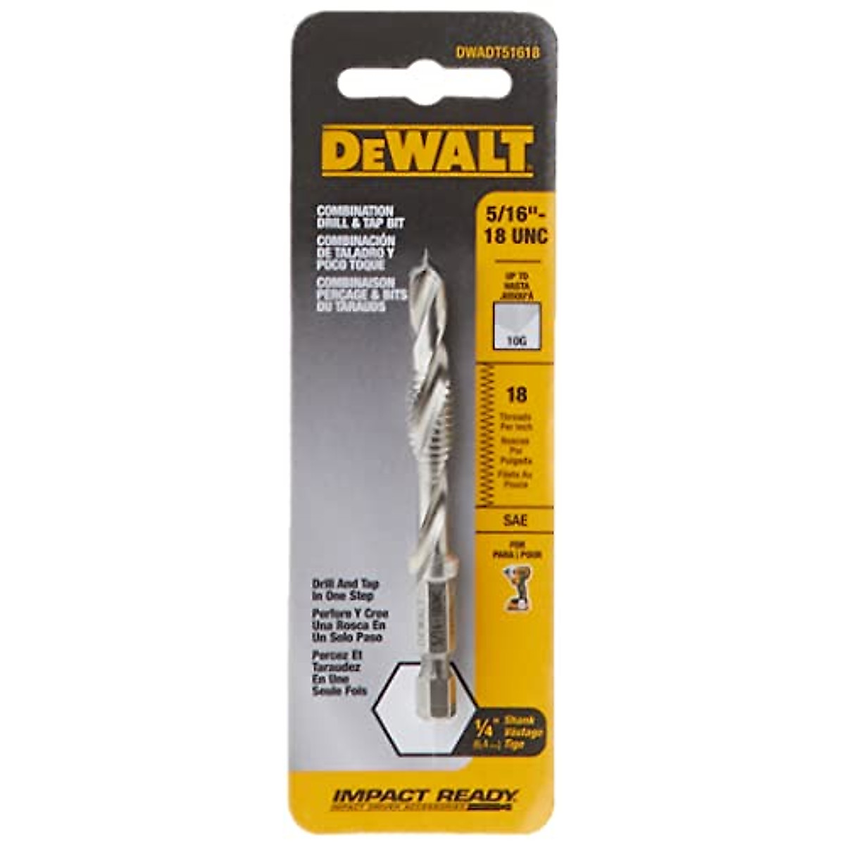 DEWALT Drill Tap, UNC, 5/16-Inch (DWADT51618)