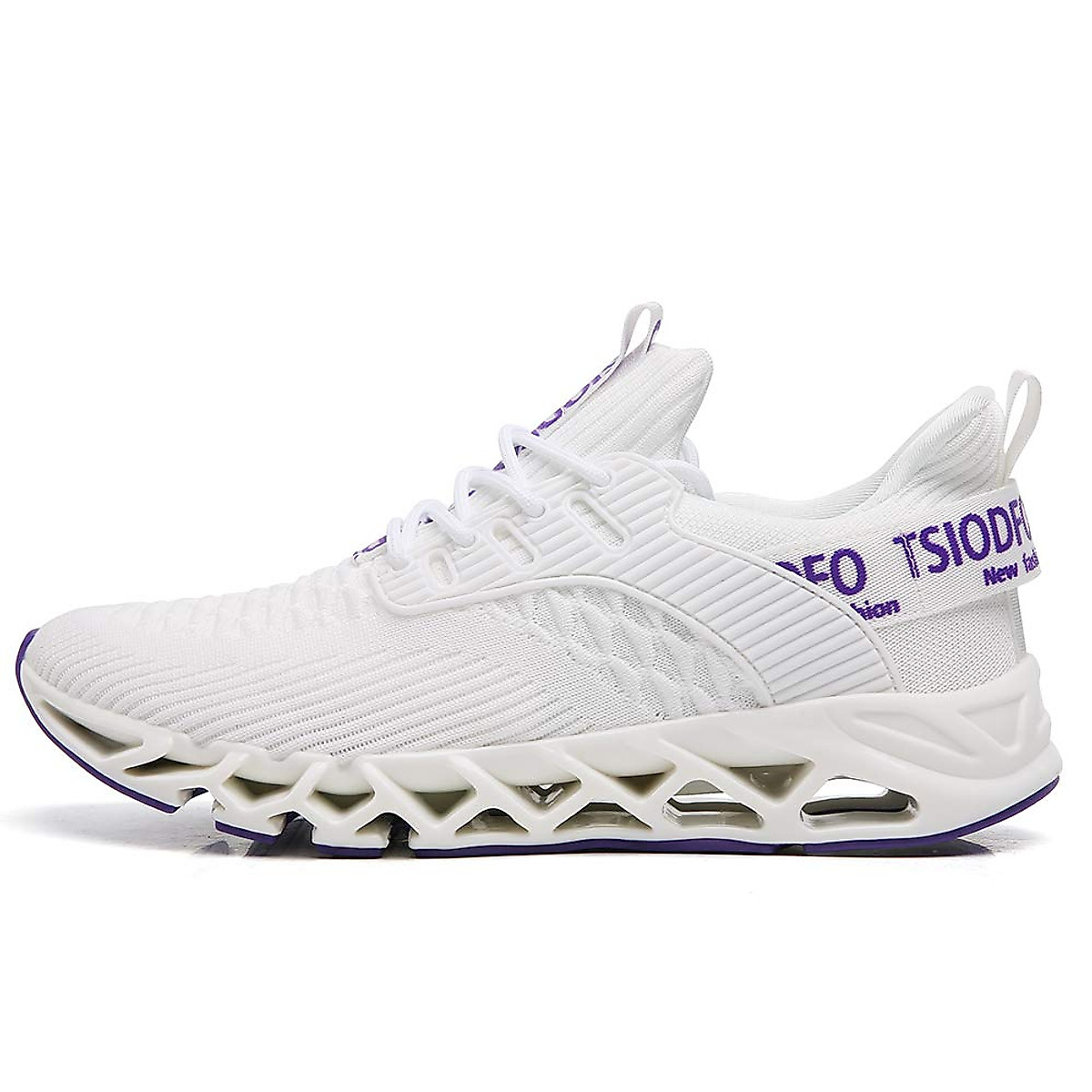 TSIODFO Slip on Sneakers for Women Running Shoes Tennis Walking Shoes Ladies Gym Workout Jogging Fashion Sneaker White Purple Size 8