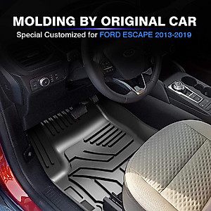 KUST Custom Fit Floor Mats for 2020-2023 2024 Ford Escape No-Hybird (NOT Fit Hybrid Models) Floor Liner All Weather Car Mats 1st & 2nd Row Liners Full Set Black Non-Slip 3PCS