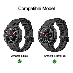 BabyValley Band Compatible with Amazfit T-rex/T-Rex Pro Silicone Band Wristbands Bracelet Strap for Amazfit T-Rex/T-Rex Pro Smart Watch Accessories-with Install Tools (Black)