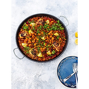 KitchenCraft World of Flavours Paella Pan, Non Stick, Carbon Steel, 32 cm