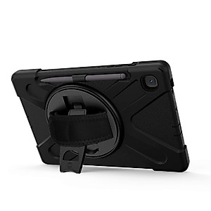 KIQ Shield Series Galaxy S6 Lite Case Heavy Duty Tablet Shockproof Rugged Tab S6 Lite Cover W/Stand Shoulder Strap for Samsung Galaxy Tab S6 Lite 10.4 Inch 2022/2020 P610/P613/P615/P619 - Black