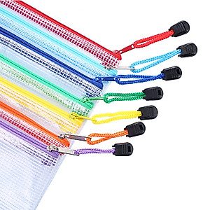 14 Pieces Waterproof Zipper Bags Mesh Bags Zipper Document Pouches for Travel Cosmetic Offices, 7 Sizes (7 Colors)