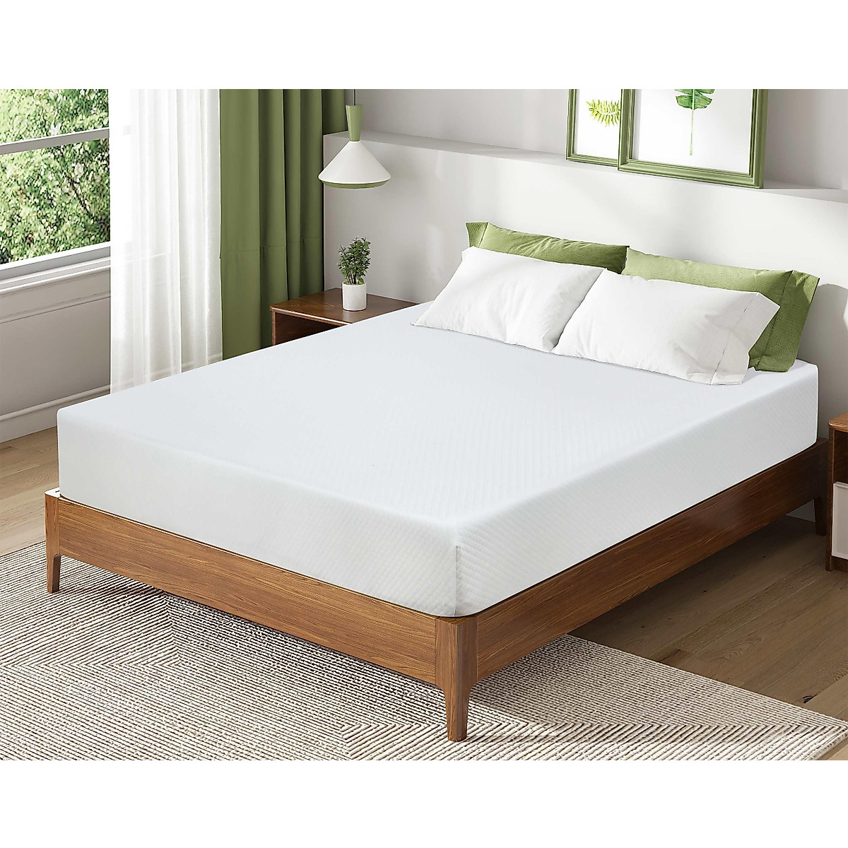 5/6/8/10/12 inch Queen Size Mattress with Cover,Bamboo Charcoal Infused Cooling Gel Memory Foam Mattress for a Cool Sleep & Pressure Relief, Medium Firm Mattresses, Bed in a Box, CertiPUR-US Certified