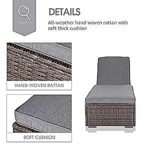 JOIVI Outdoor Chaise Lounge Chair, Patio Pool Lounge Chairs for Outside, Rattan Reclining Chaise Lounger with Adjustable Backrest and Removable Cushion, Gray PE Wicker (Set of 2)