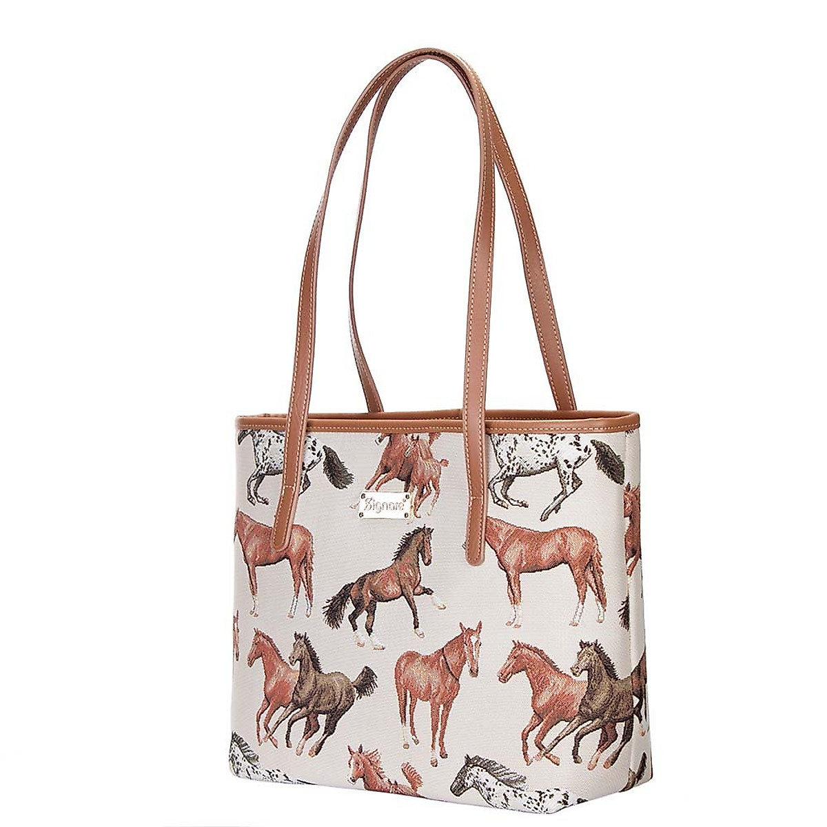 Signare Tapestry Shoulder Bag for Woman Travel or Work Tote Bags for Women In Running Animal Horse Design|COLL-RHOR
