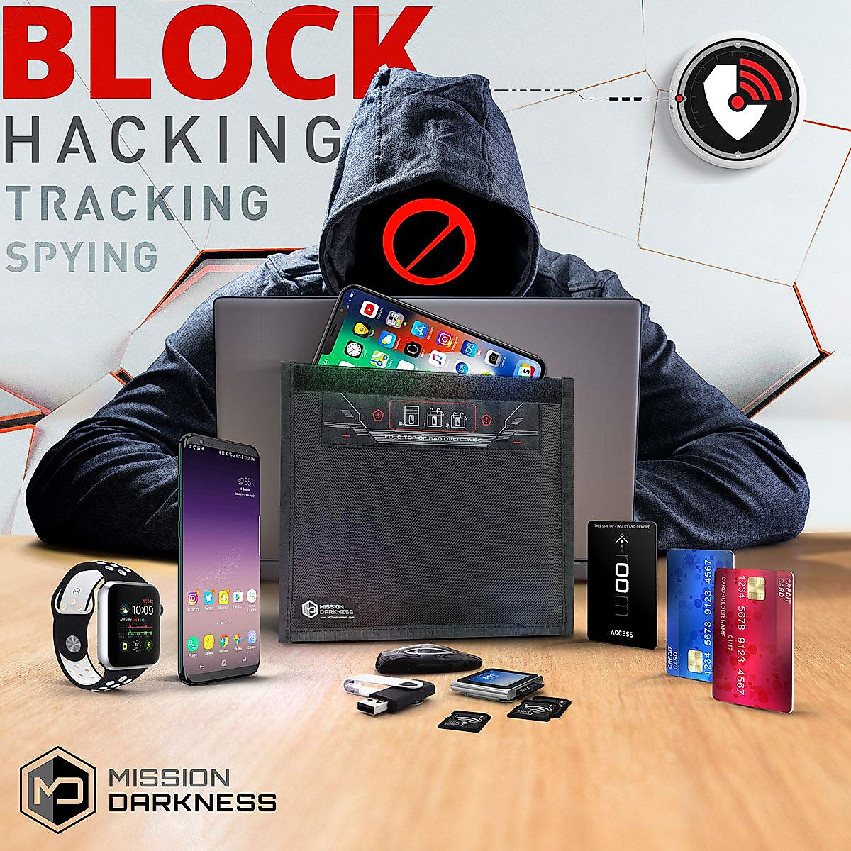 Mission Darkness Non-Window Faraday Bag for Phones (2-Pack) // Signal Blocking Bag Prevents Hacking Tracking Spying, Device Shielding for Law Enforcement Military Digital Forensics, EMP CME Protection