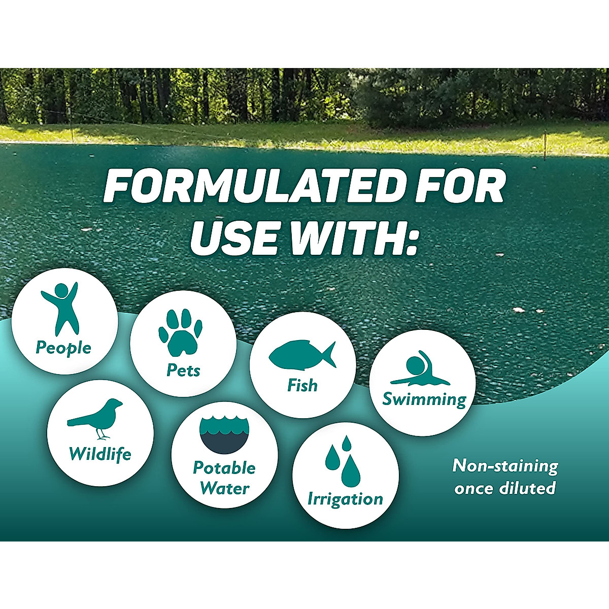 Crystal Blue Ocean Blue Pond Dye - 1 Gallon - Aqua Blue Color Treats up to 1 Acre - Clean, Clear & Aqua Blue Water - Environmentally Friendly Pond Dye