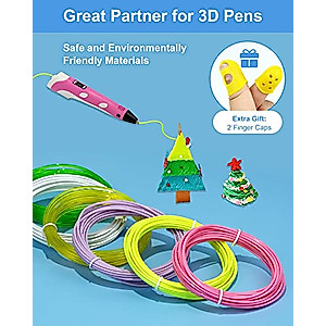 3D Pen PLA Filament Refills, 20 Colors 1.75mm Premium Printing Filament for 3D Printer and 3D Pen, Each Color 16 Feet, Total 320 feet, with 2 Finger Caps by RIEOS