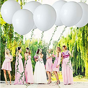10 Pieces 36 Inch White Balloons Giant Balloon with 65ft Artificial Vines for Wedding Birthday and Event Decorations (White)