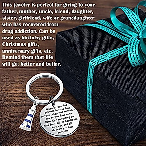 TIIMG Lighthouse Motivational Gifts Nautical Lighthouse Keychain Prayer Religious Christian Gifts (Lighthouse whenever)