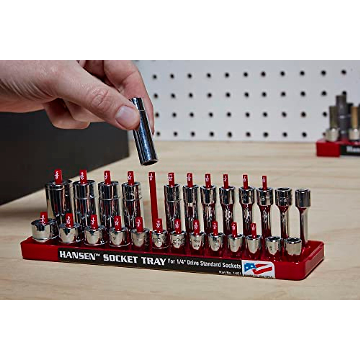 Hansen Global 92000 SAE & Metric, 2-Row Socket Tray Set - 6-Pieces, Red & Grey