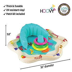 Inflatable Baby Splash Mat with Backrest & Fun Stackable Rings | Inflatable Infant Pad / Pool | Summer Toys